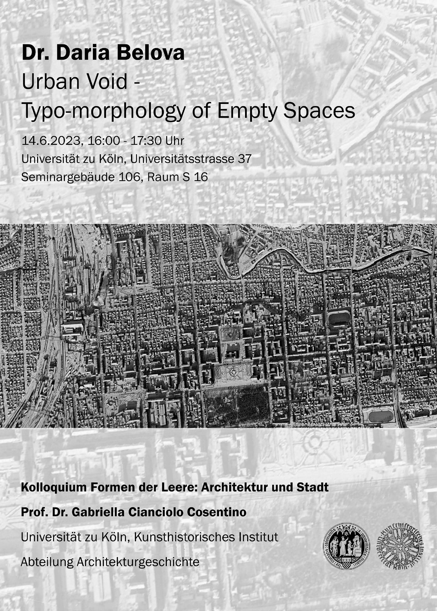 The lecture on typo-morphology of empty spaces at the University of Cologne